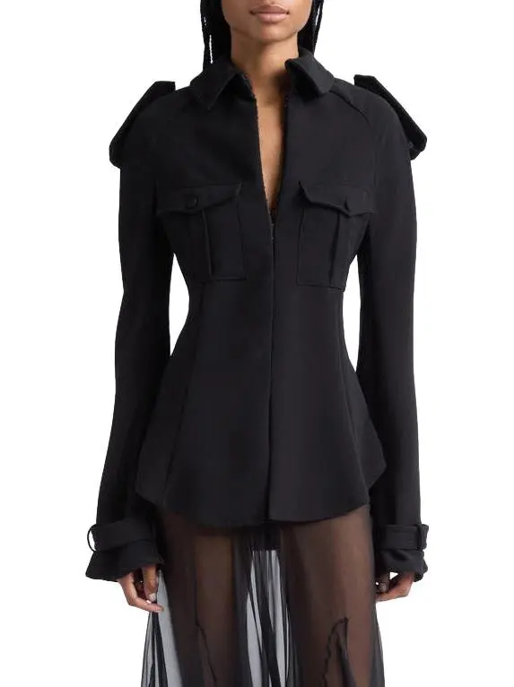 JEAN PAUL GAULTIER Military Inspired Shirt With Peplum And Bell Cuffs - Black
