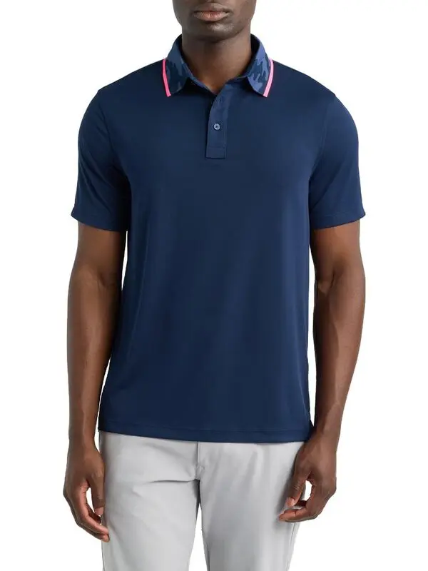 G/fore Camo Collar Performance Piqué Polo - Twilight