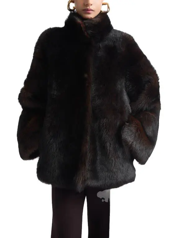 Nour Hammour Carolyn Genuine Shearling Coat - Brown Sable