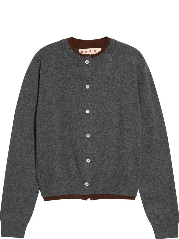Marni Layered Trim Cashmere Cardigan - Graphite