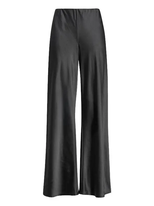OPEN EDIT Satin Wide Leg Pull On Pants - Black