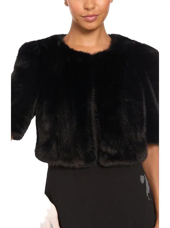 Maggy London Faux Fur Crop Jacket - Black