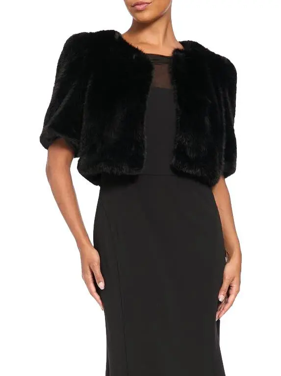 Maggy London Faux Fur Crop Jacket - Black