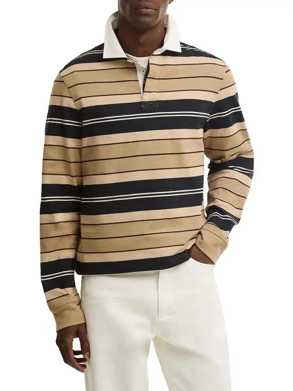 Barbour Frith Stripe Long Sleeve Rugby Shirt - Stone