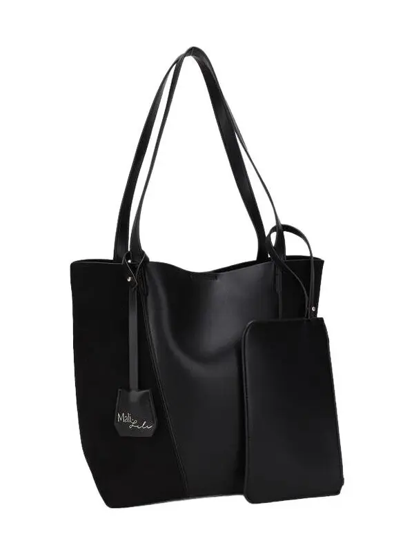 MALI + LILI North South Faux Leather Tote - Black