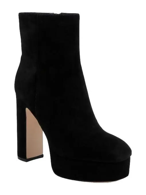 L'Agence Soho Leather Platform Bootie - Black Suede