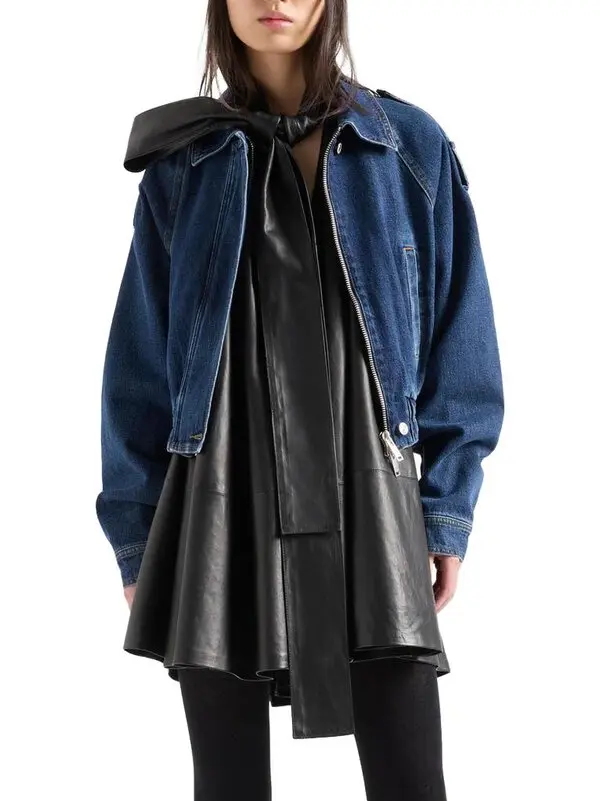 7 For All Mankind Aviator Cropped Denim Jacket - Radar