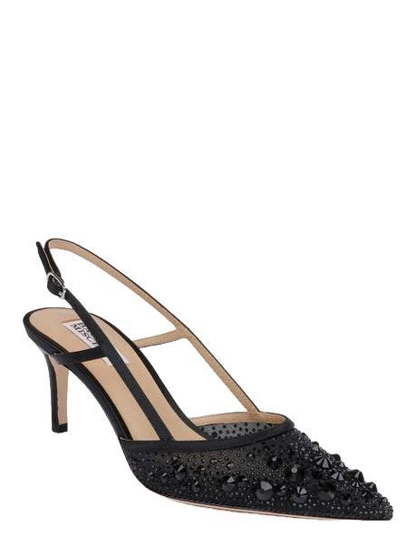 Badgley Mischka Reem Pointed Toe Slingback Pump - Blacksatin