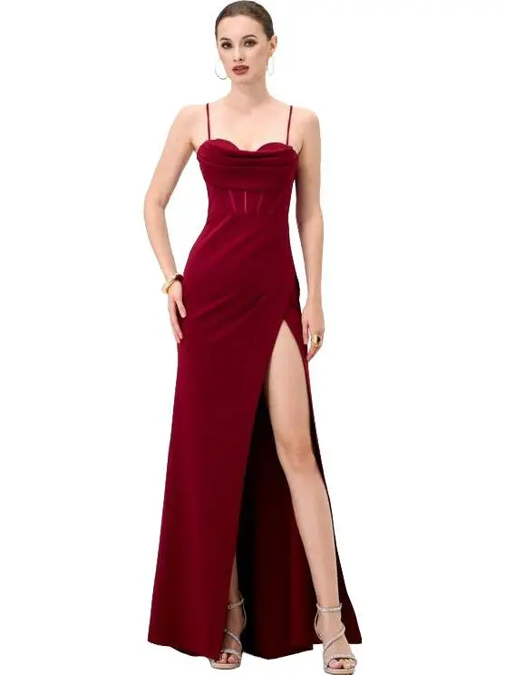 BARIANO Sloanne High Split Maxi - Deep Red