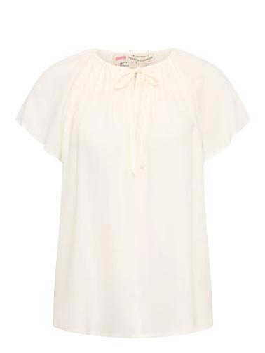 MAISON COMMON Silk Blend Cap Sleeve Blouse - Ecru