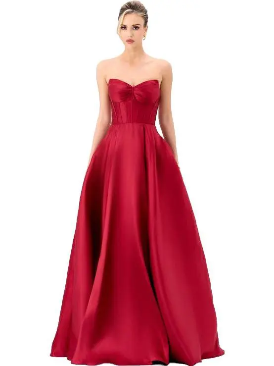 BARIANO Deeba Strapless Ball Gown - Red