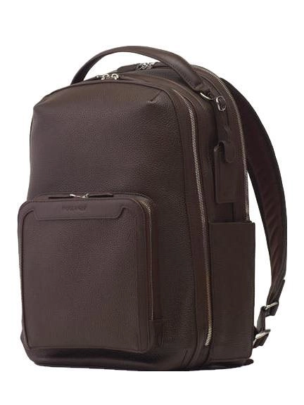 WOOL & OAK Expandable Leather Travel Backpack - Chocolate