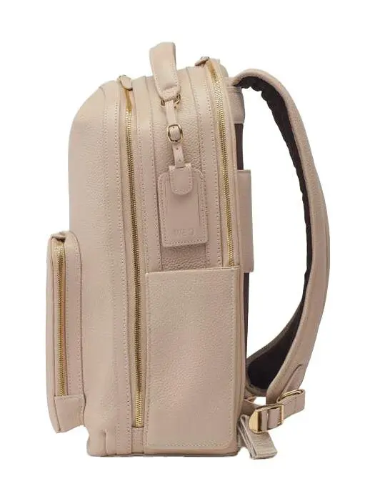 WOOL & OAK Expandable Leather Travel Backpack - Frappe