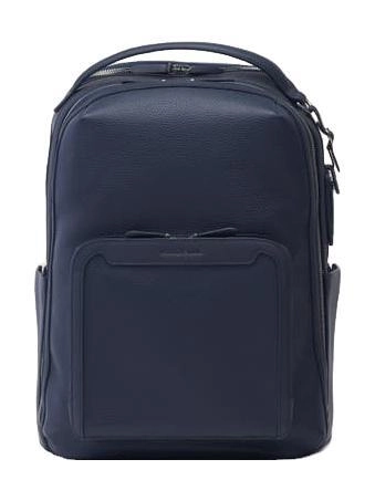 WOOL & OAK Pilot Organized Expandable Leather Travel Backpack - Navy