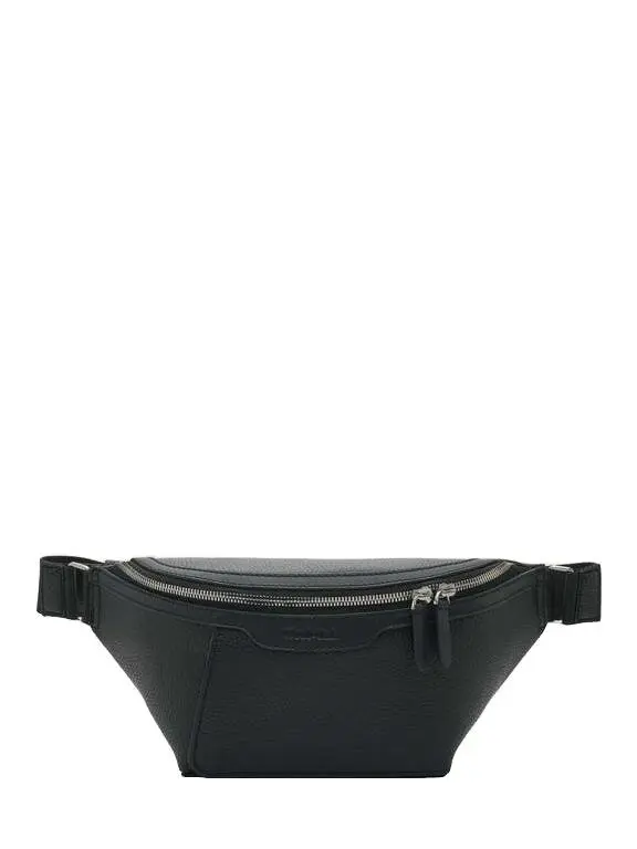 WOOL & OAK Alto Structured Leather Sling Bag - Jet Black