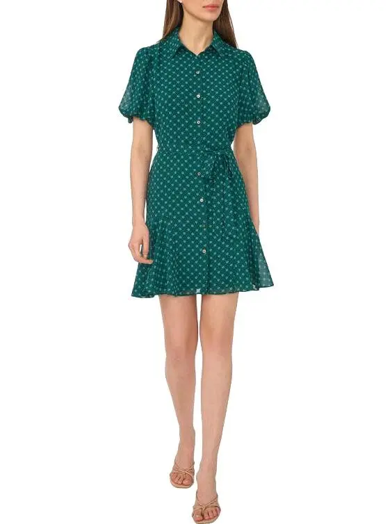 CECE DUPRAZ Puff Sleeve Shirtdress - Forest Shadow