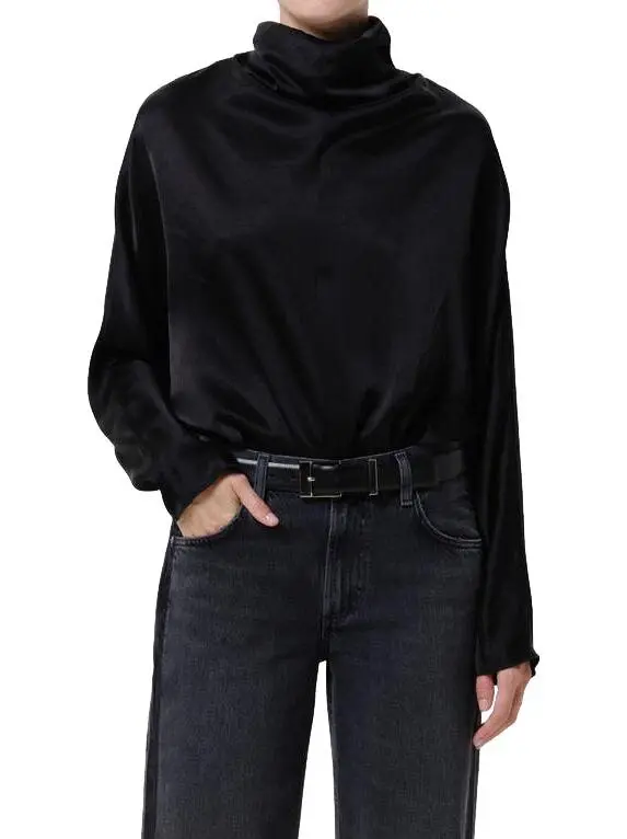 Citizens Of Humanity Ilaria Draped Mock Neck Top - Black