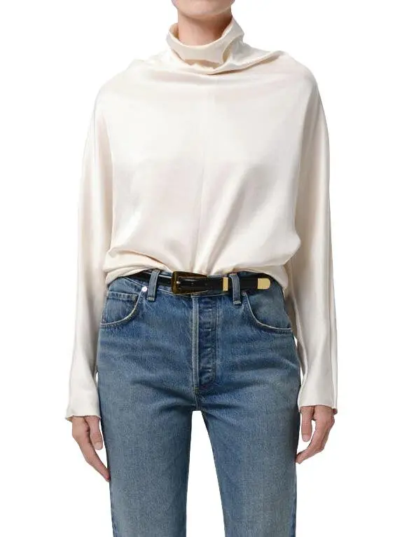 Citizens Of Humanity Ilaria Draped Mock Neck Top - Cream