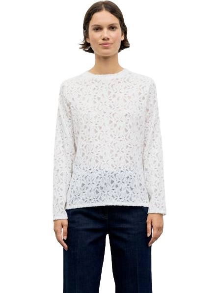 Gerard Darel Long Sleeve Lace Detail T-shirt - Ecru