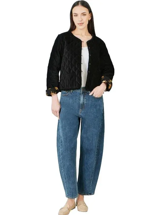 YUMI Jacket With Reversible Leopard Lining - Black