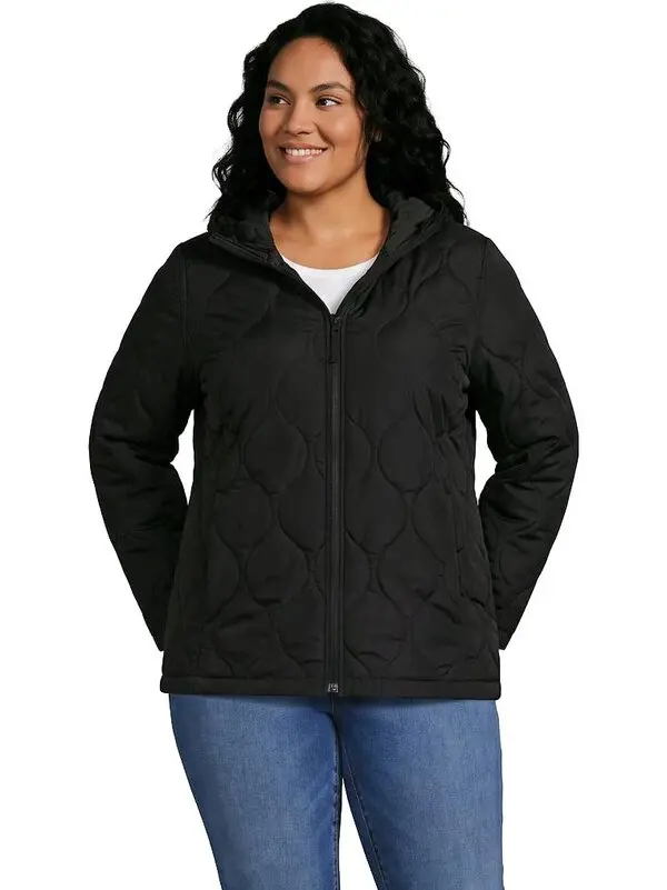LANDS' END Featherfree™ Quilted Jacket With Hood - Black