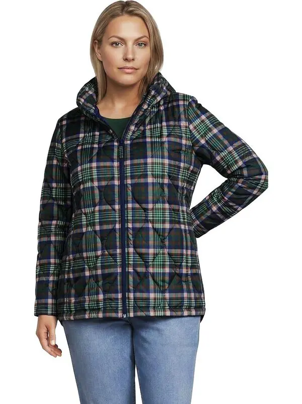 LANDS' END Featherfree Insulated Jacket - Dark Walnut/pine Plaid