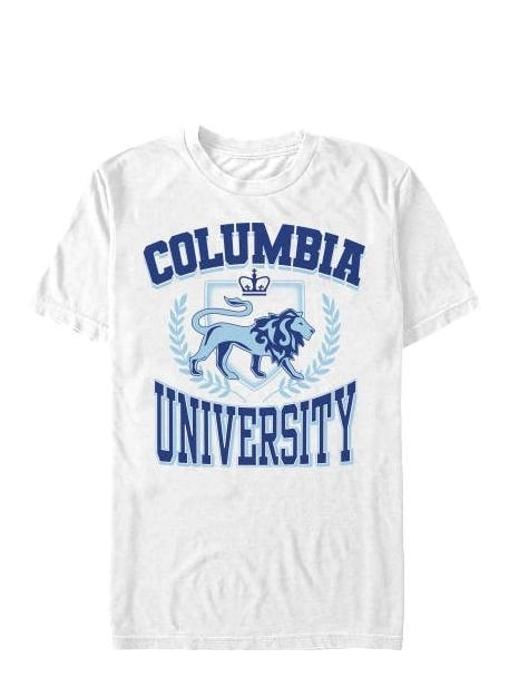 COLUMBIA UNIVERSITY University Lion Crest Short Sleeve Graphic T-shirt - White