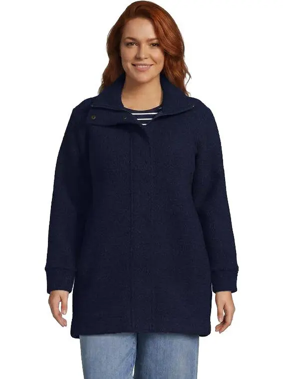 LANDS' END Boucle Fleece Coat - Radiant Navy