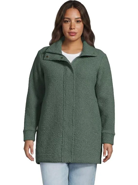 LANDS' END Boucle Fleece Coat - Spruce