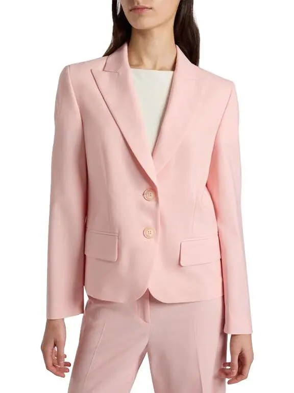 Santorelli Jodie Two-button Blazer In Tropical Wool Stretch - Candy Pink