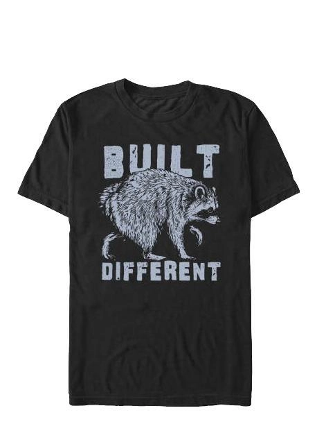 LOST GODS Jimothy The Raccoon Built Different Short Sleeve T-shirt - Black