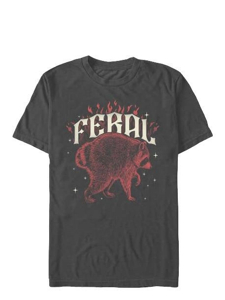 LOST GODS Feral Jimothy The Raccoon Short Sleeve T-shirt - Charcoal