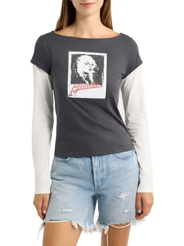 VINYL ICONS Blondie" Graphic Long Sleeve T-shirt - Phantom