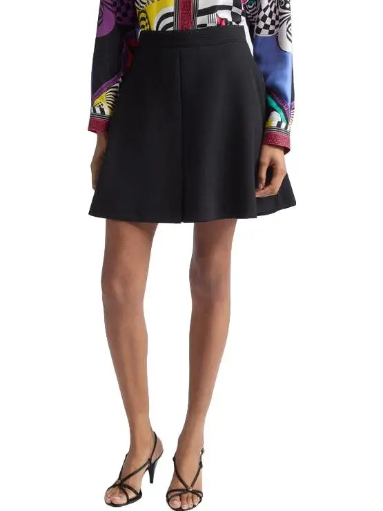 Versace A-line Virgin Wool Skirt With Medusa Hardware - Black
