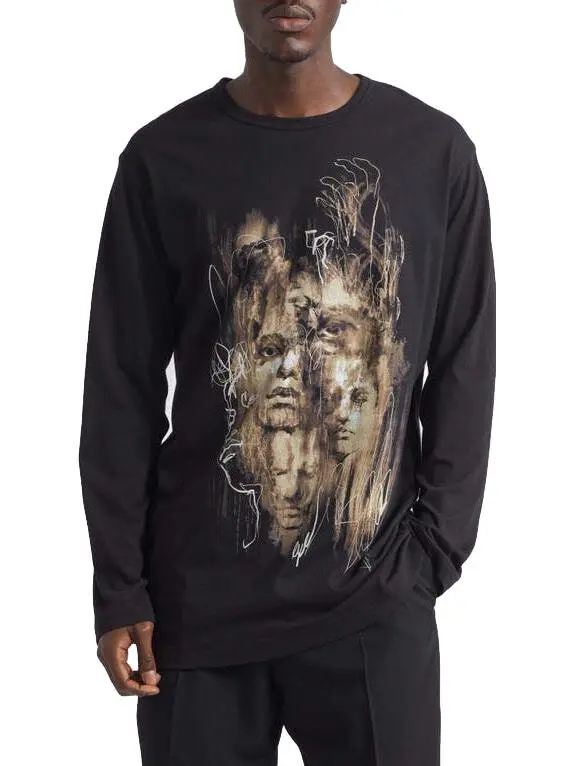 Yohji Yamamoto Long Sleeve Graphic T-shirt - Black