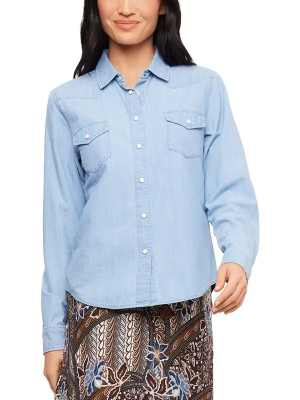 Karen Kane Western Button-up Shirt - Denim