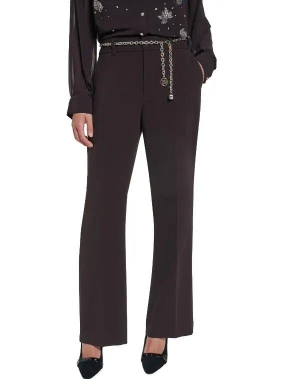 Karl Lagerfeld Paris Belted Crepe Trousers - Chocolate