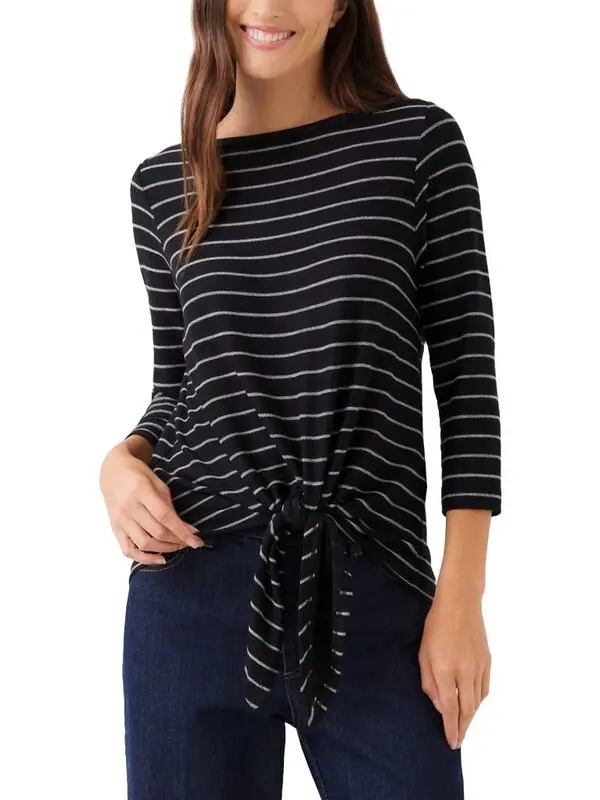 Karen Kane D Boatneck Top With Front Tie - Stripe