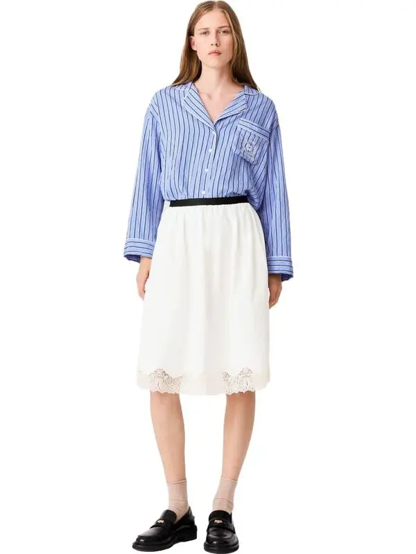 Maje Mid-length Cotton And Lace Skirt - White