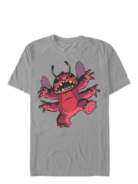LILO & STITCH Mischievous Pose Short Sleeve Graphic T-shirt - Gray: Leroy
