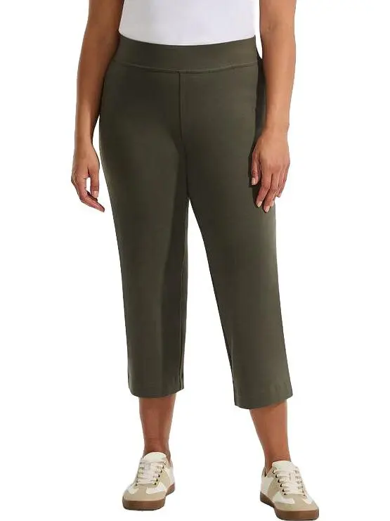 LANDS' END Starfish Mid Rise Pull On Crop Pants - Forest Moss