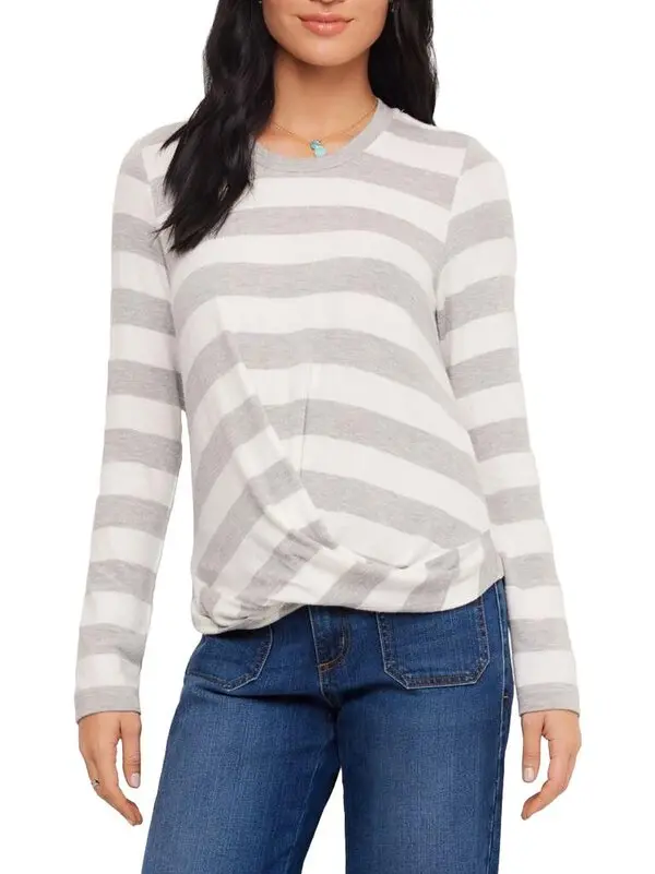 Karen Kane Drape Front Long Sleeve Top - Stripe