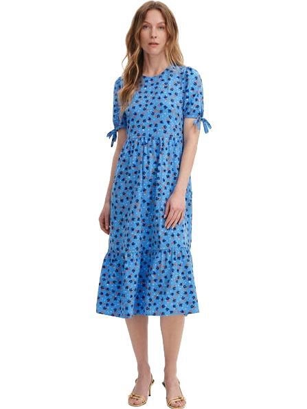 FINERY LONDON Petite Jessa Tiered Short Sleeve Midi Dress - Blue Ditsy