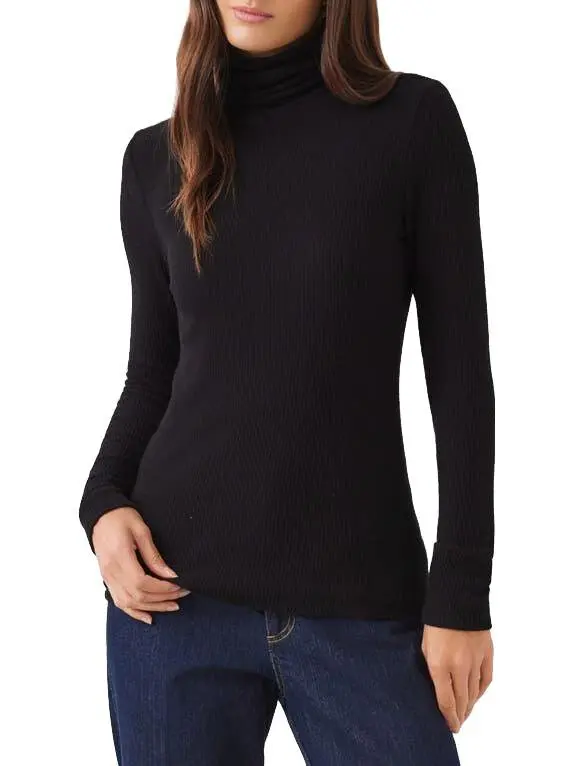 Karen Kane Ribbed Turtleneck Top - Black