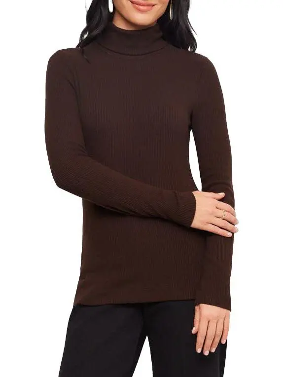 Karen Kane Ribbed Turtleneck Top - Chocolate