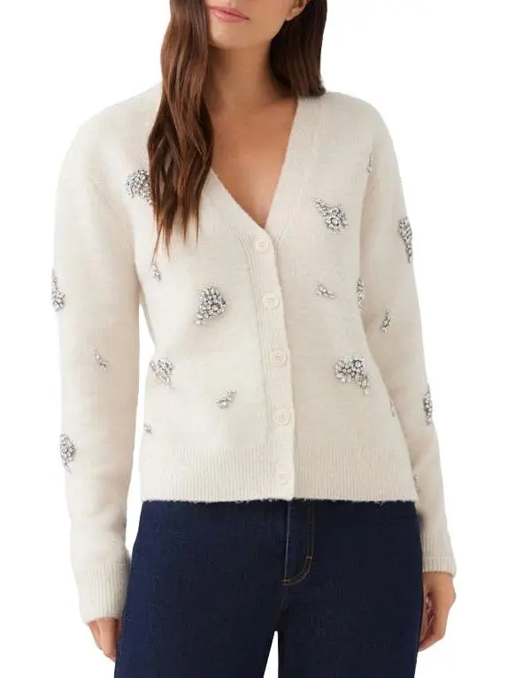 Karen Kane Rhinestone Cardigan - Ecru