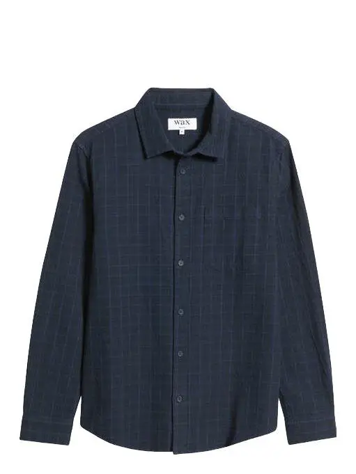 WAX LONDON Shelly Check Long Sleeve Cotton Dobby Button-up Shirt - Navy/black