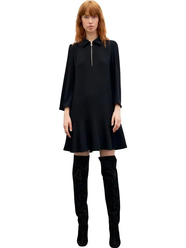 Gerard Darel Carla Zip Front Crepe Mini Dress - Black