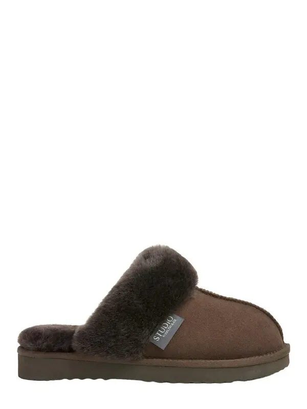 CELTIC & CO. Studio Fur Edge Mule Slippers - Chocolate