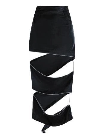 UCHÈ Spiral Zipper Skirt - Black